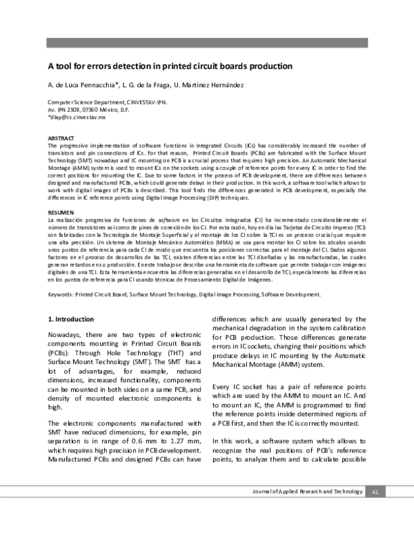 (PDF) A tool for errors detection in printed circuit boards production