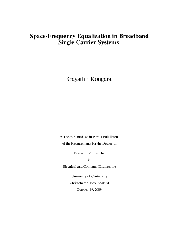 Pdf Space Frequency Equalization In Broadband Single Carrier Systems
