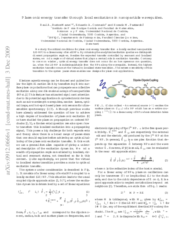 (PDF) Plasmonic energy transfer through local excitations in nanoparticle waveguides | Eduardo ...