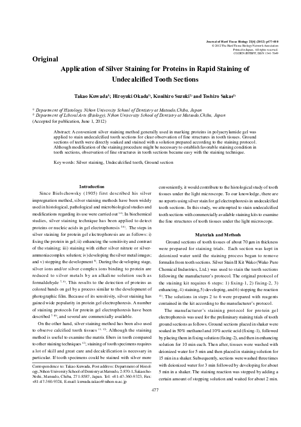 (PDF) Application of Silver Staining for Proteins in Rapid Staining of ...