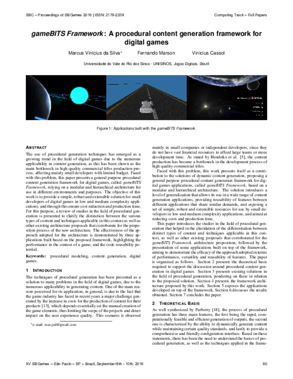 (PDF) gameBITS Framework : A procedural content generation framework for digital games