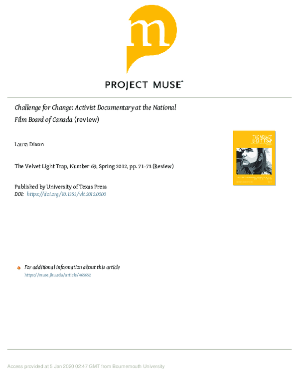 (PDF) Challenge for Change: Activist Documentary at the National Film ...