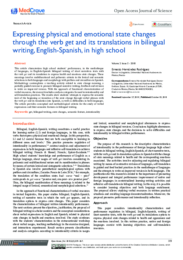 (PDF) Exploring 'Get' in Bilingual English-Spanish Writing