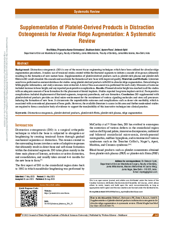 (PDF) Supplementation of Platelet-Derived Products in Distraction ...