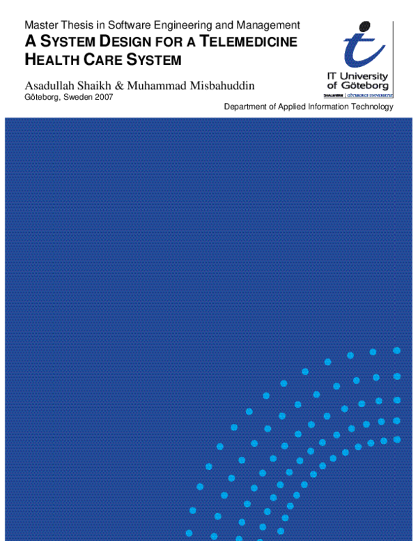 (PDF) A System Design for a Telemedicine Health Care System