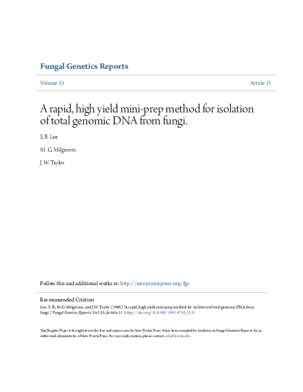 (PDF) A rapid, high yield mini-prep method for isolation of total ...