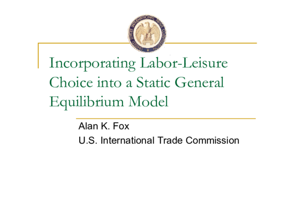 (PDF) Incorporation of Labor-Leisure Choice into a Static General ...