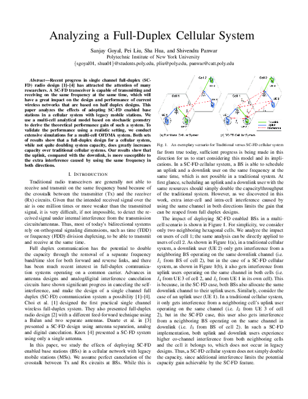 (PDF) Analyzing a full-duplex cellular system