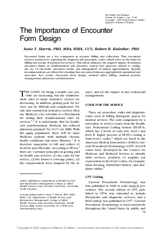 (PDF) The Importance of Encounter Form Design