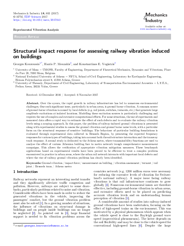 (PDF) Structural impact response for assessing railway vibration ...