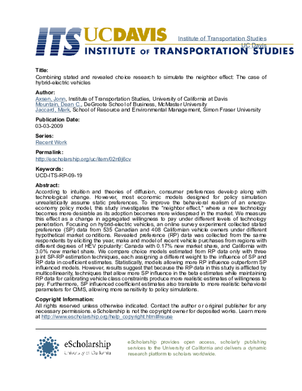 (PDF) Institute of Transportation Studies UC Davis | jhon muñoz ...