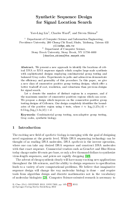 (PDF) Synthetic Sequence Design for Signal Location Search