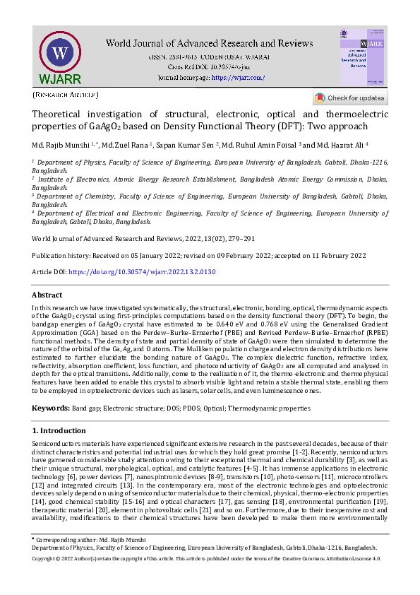 Pdf Theoretical Investigation Of Structural Electronic Optical And Thermoelectric Properties