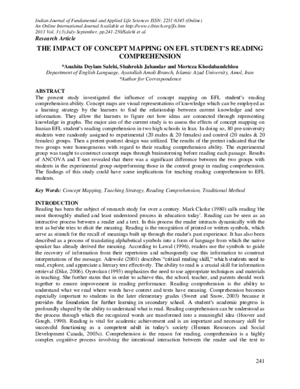 (PDF) The Impact of Concept Mapping on Efl Student’s Reading Comprehension