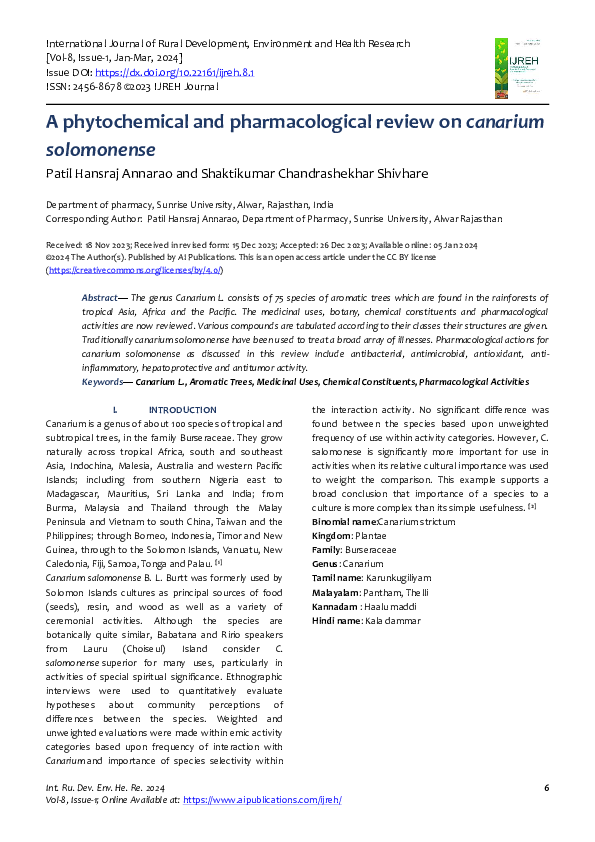 (PDF) A phytochemical and pharmacological review on canarium solomonense