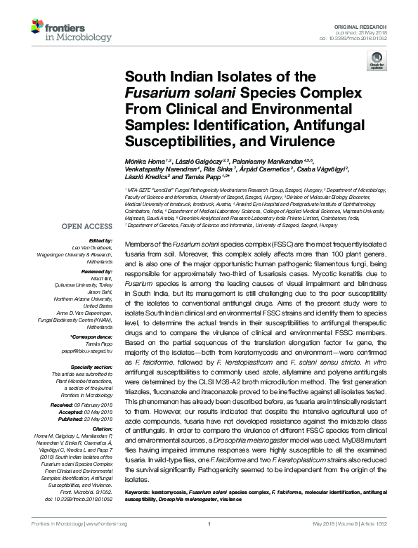 (PDF) South Indian Isolates of the Fusarium solani Species Complex From ...