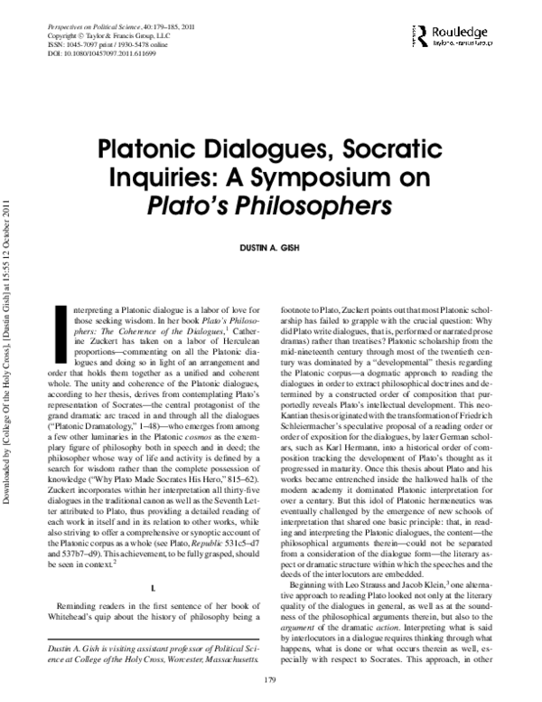 (PDF) Symposium on Plato's Philosophers