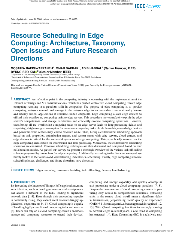 (PDF) Resource Scheduling in Edge Computing: Architecture, Taxonomy, Open Issues and Future ...