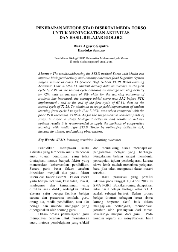 (PDF) Penerapan Metode Stad Disertai Media Torso Untuk Meningkatkan Aktivitas Dan Hasil Belajar ...