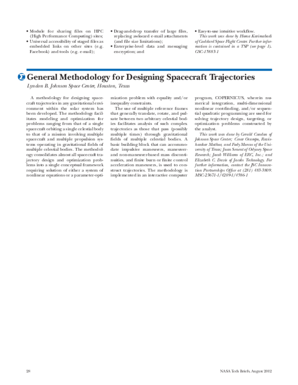 (PDF) General Methodology for Designing Spacecraft Trajectories