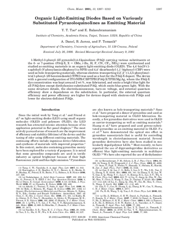 (PDF) Organic Light-Emitting Diodes Based on Variously Substituted ...