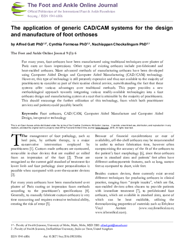 (PDF) The application of generic CAD/CAM systems for the design and ...