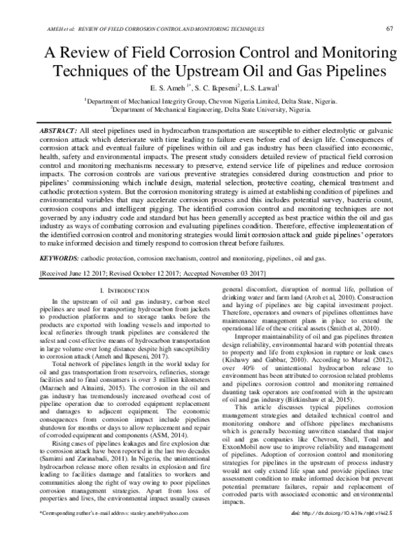 (PDF) A Review of Field Corrosion Control and Monitoring Techniques of ...