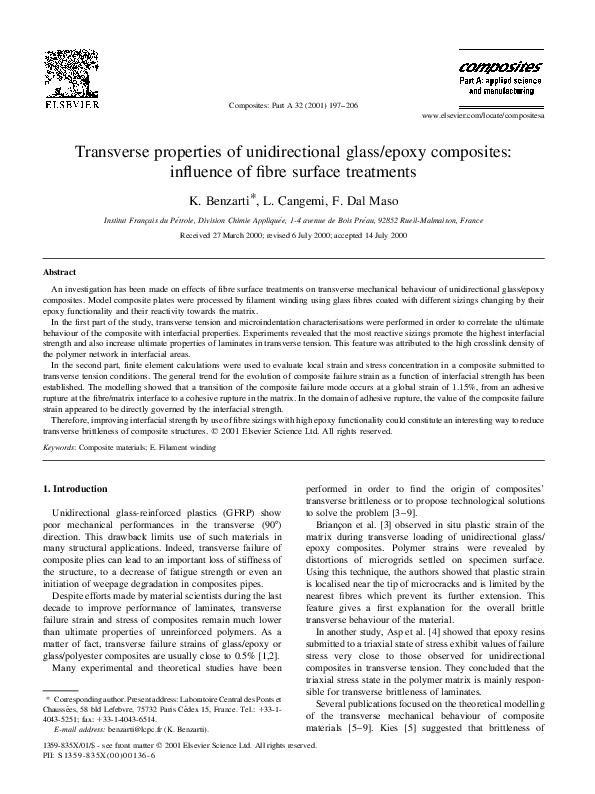 (PDF) Transverse properties of unidirectional glass/epoxy composites ...