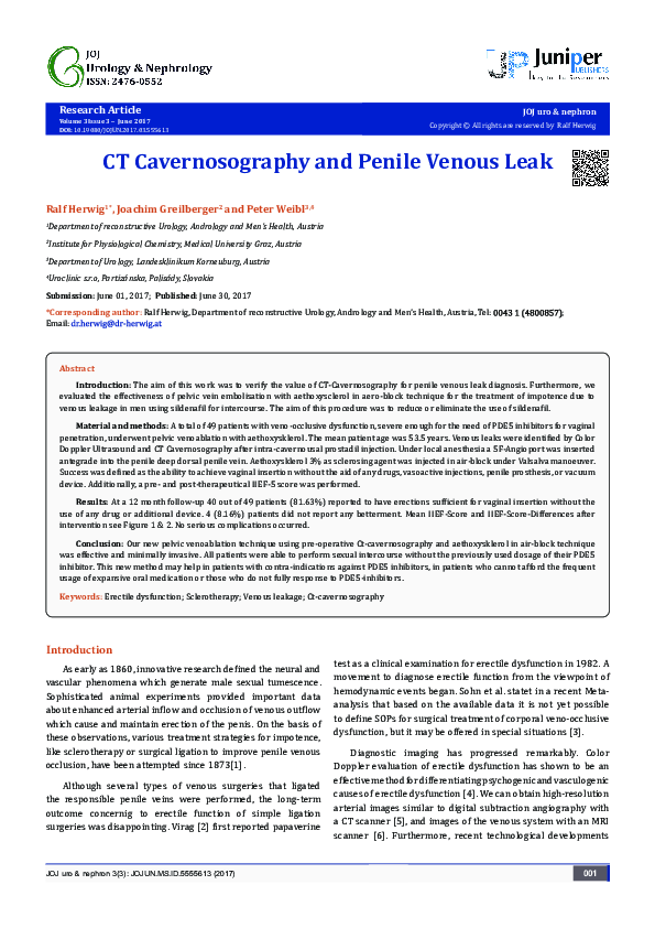 (PDF) CT Cavernoso Graphy and Penile Venous Leak