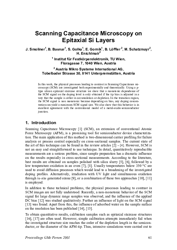 (PDF) Scanning Capacitance Microscopy on Epitaxial Si Layers
