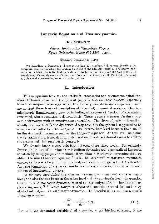 (PDF) Langevin Equation and Thermodynamics