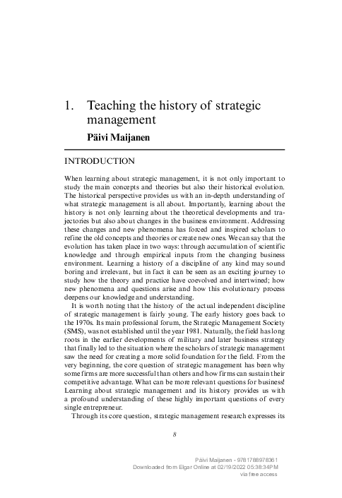 (PDF) Teaching the history of strategic management