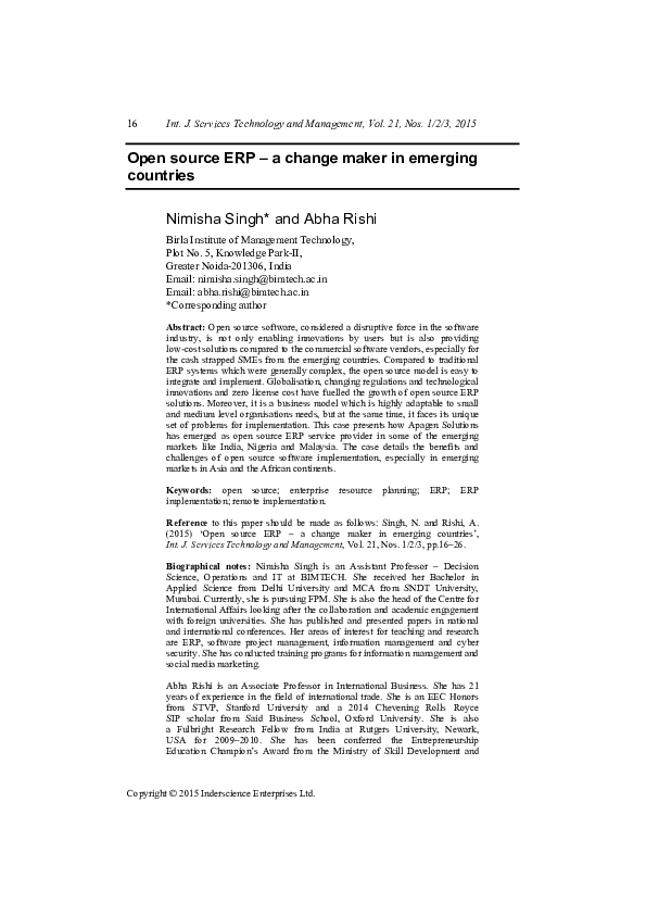 (PDF) Open source ERP - a change maker in emerging countries