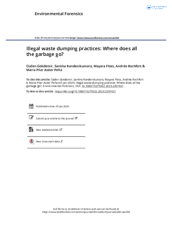 (PDF) Illegal waste dumping practices Where does all the garbage go 1