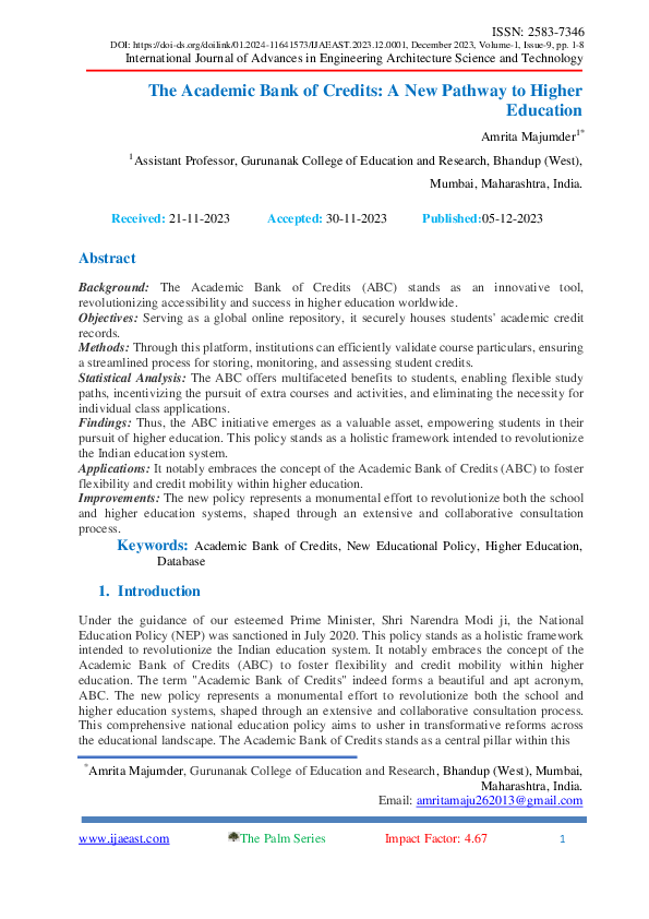 (PDF) The Academic Bank of Credits: A New Pathway to Higher Education