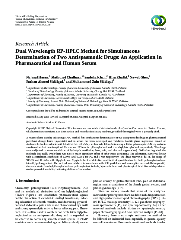 Pdf Simultaneous Determination Of Nsaid And Antimicrobial Preservatives Using Validated Rp