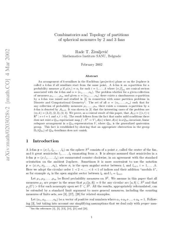 (PDF) Topology and Combinatorics of Spherical Partitions