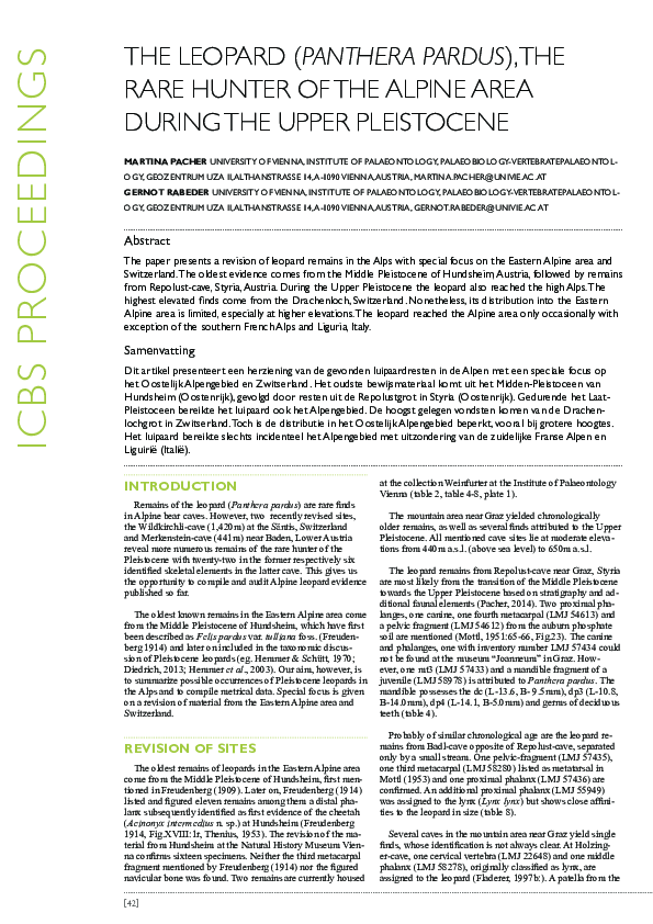 (PDF) The leopard (Panthera pardus), the rare hunter of the Alpine area ...