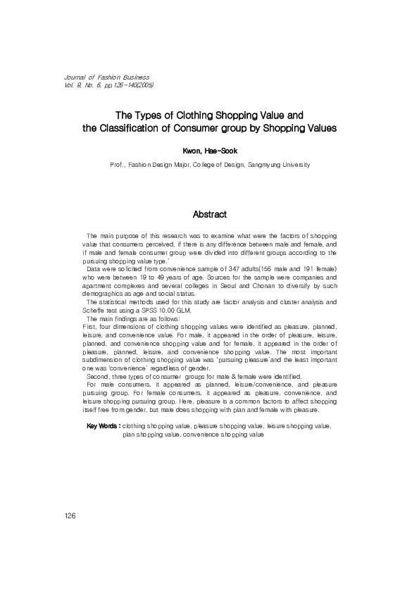(PDF) The Types of Clothing Shopping Value and the Classification of ...