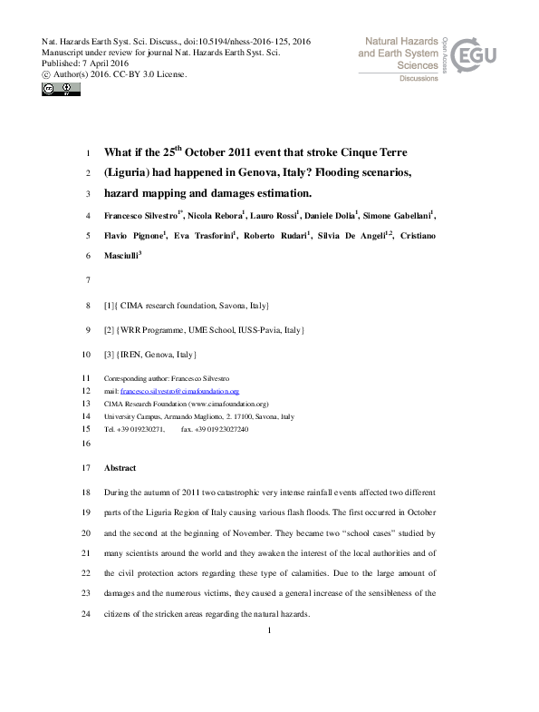 (PDF) What if the 25th October 2011 event that stroke Cinque Terre ...