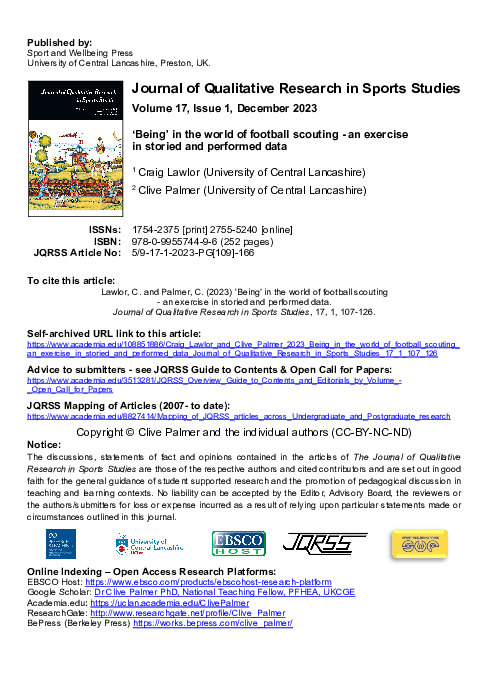 (PDF) Craig Lawlor and Clive Palmer (2023) ‘Being’ in the world of ...