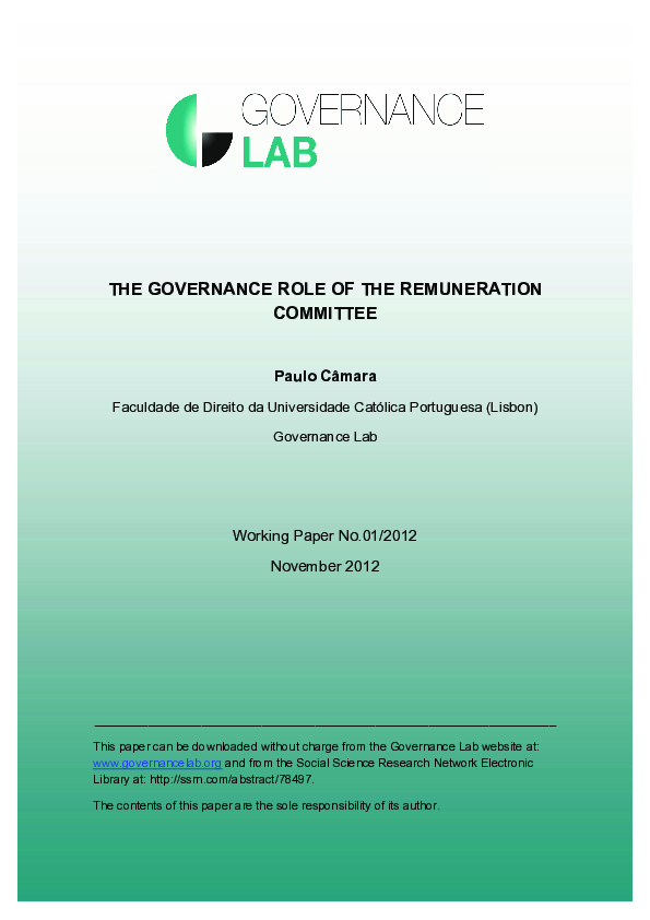 (PDF) The Governance Role of the Remuneration Committee