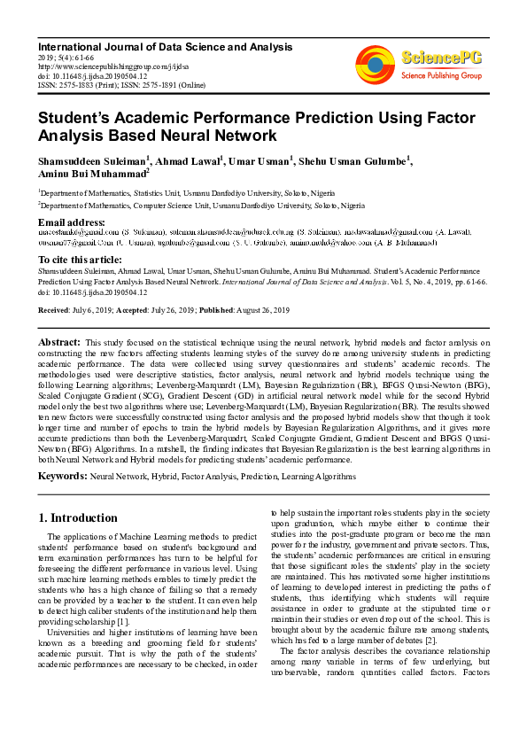 (PDF) Predicting Student Performance with Neural Networks