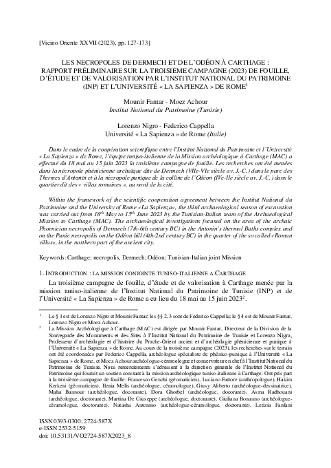 (PDF) LES NECROPOLES DE DERMECH ET DE L'ODÉON À CARTHAGE : RAPPORT ...