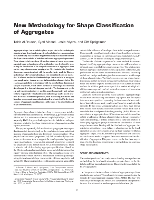 (PDF) New Methodology for Shape Classification of Aggregates