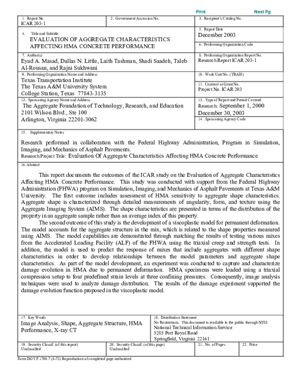(PDF) Evaluation of Aggregate Characteristics Affecting HMA Concrete ...