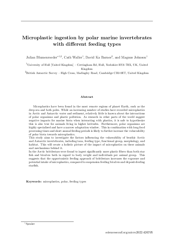 (PDF) Microplastic ingestion by polar marine invertebrates with ...