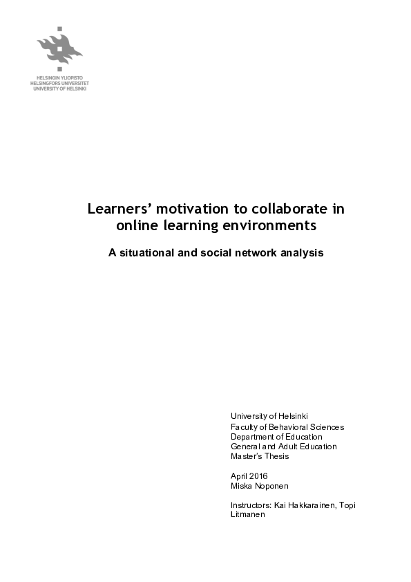 (PDF) Learners’ motivation to collaborate in online learning ...
