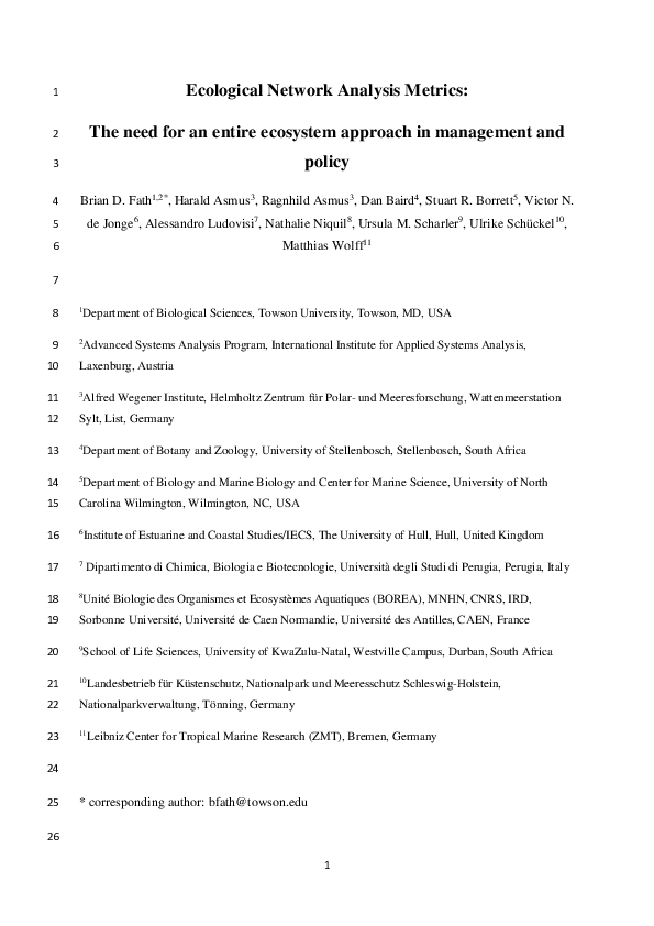(PDF) Ecological network analysis metrics: The need for an entire ...