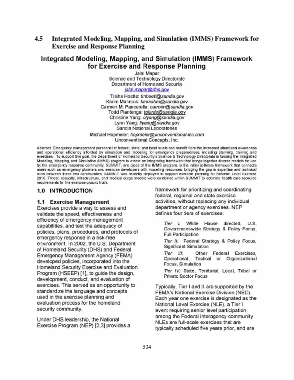 (PDF) Integrated Modeling, Mapping, and Simulation (IMMS) Framework for ...